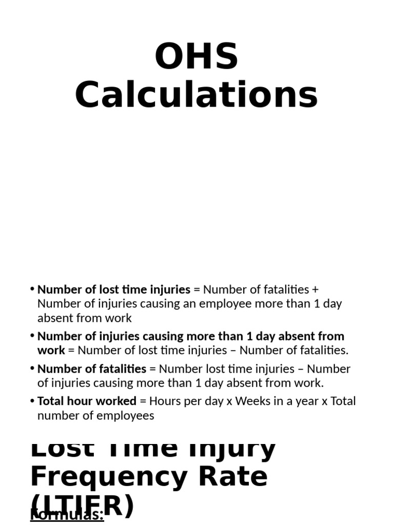 OHS Injury and Frequency Rate Calculations | PDF | Business ...