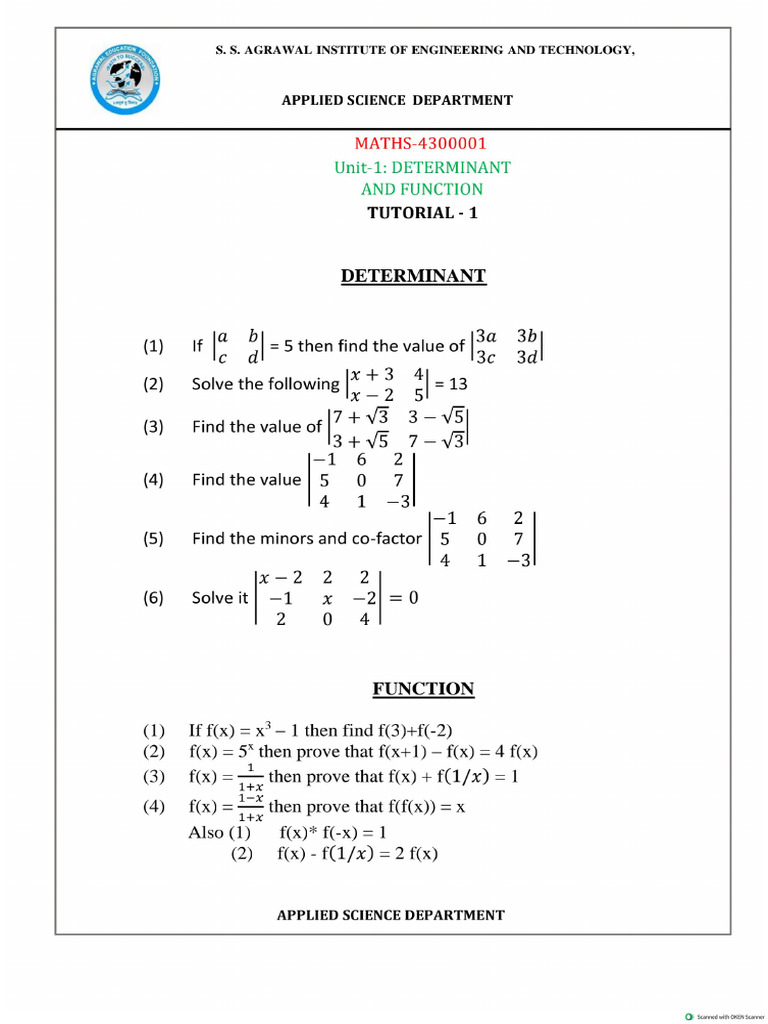 S.S Tutorial-1 | PDF
