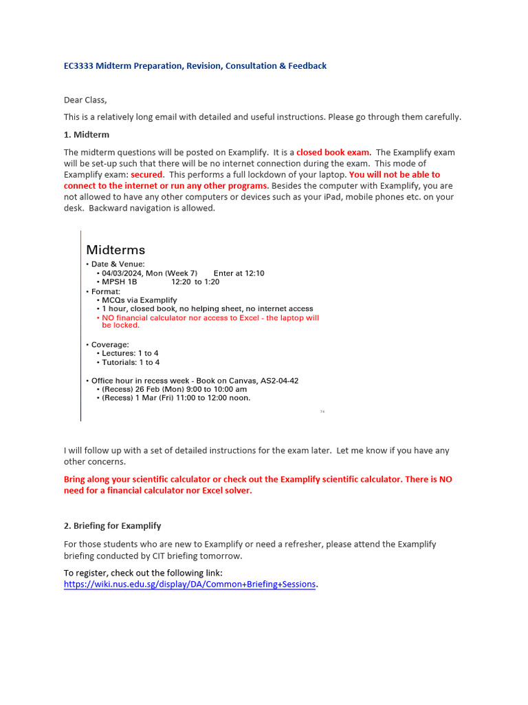Announcem Midterm Preparation and Revision EC3333 | PDF