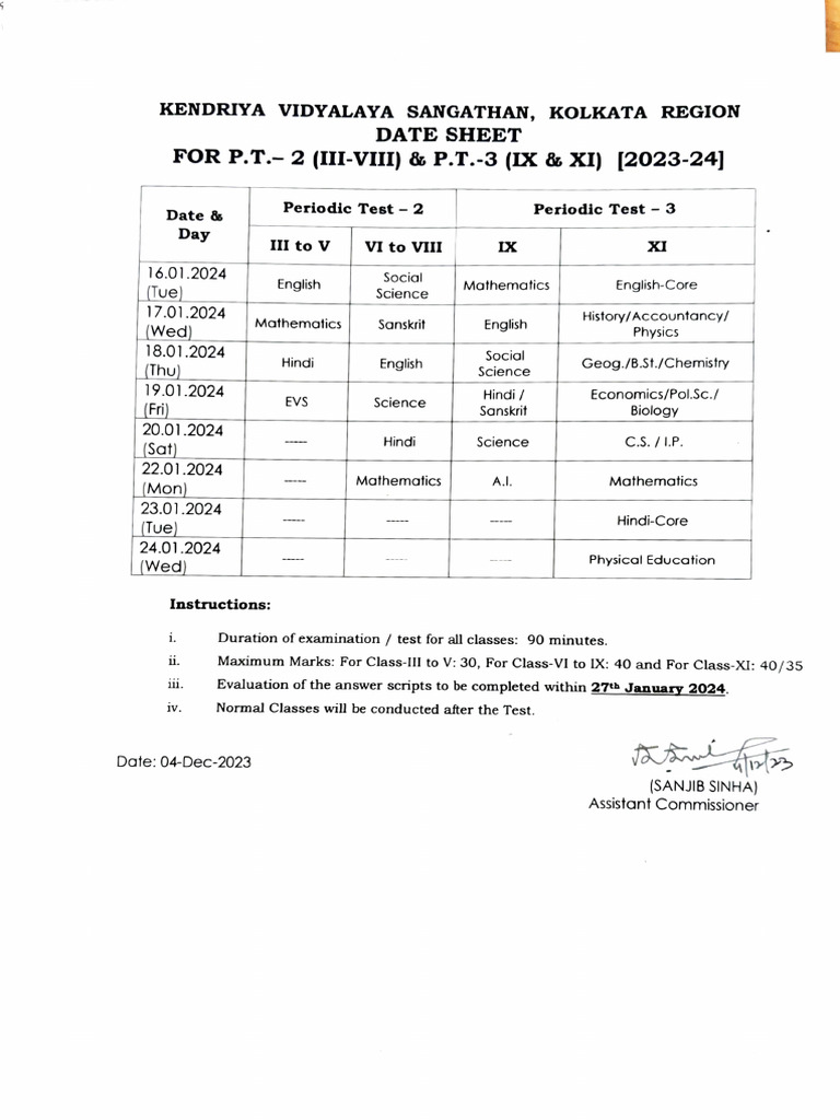 Schedule For PT-2 (III To VIII & XI), PT-3 (IX) and PB-2 (X & XII) | PDF