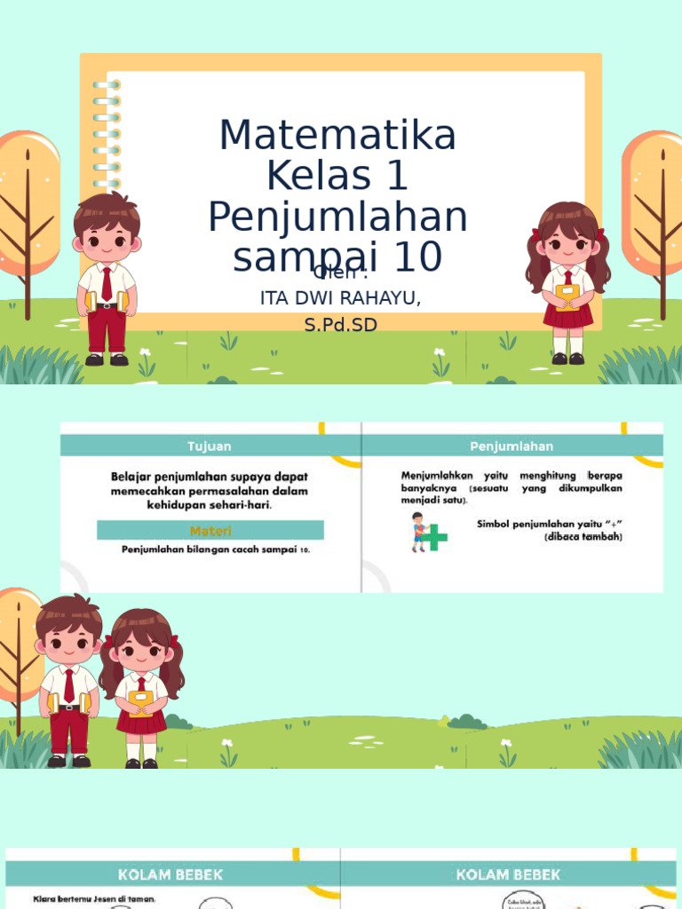 Materi Pembelajaran Matematika Kelas 1 Penjumlahan Sampai 10 | PDF