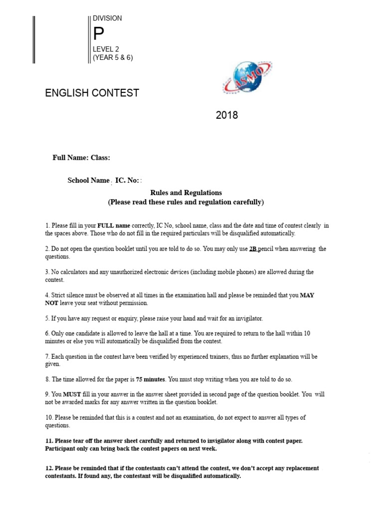 ASMO 2018 Tieng Anh 5 6 | PDF