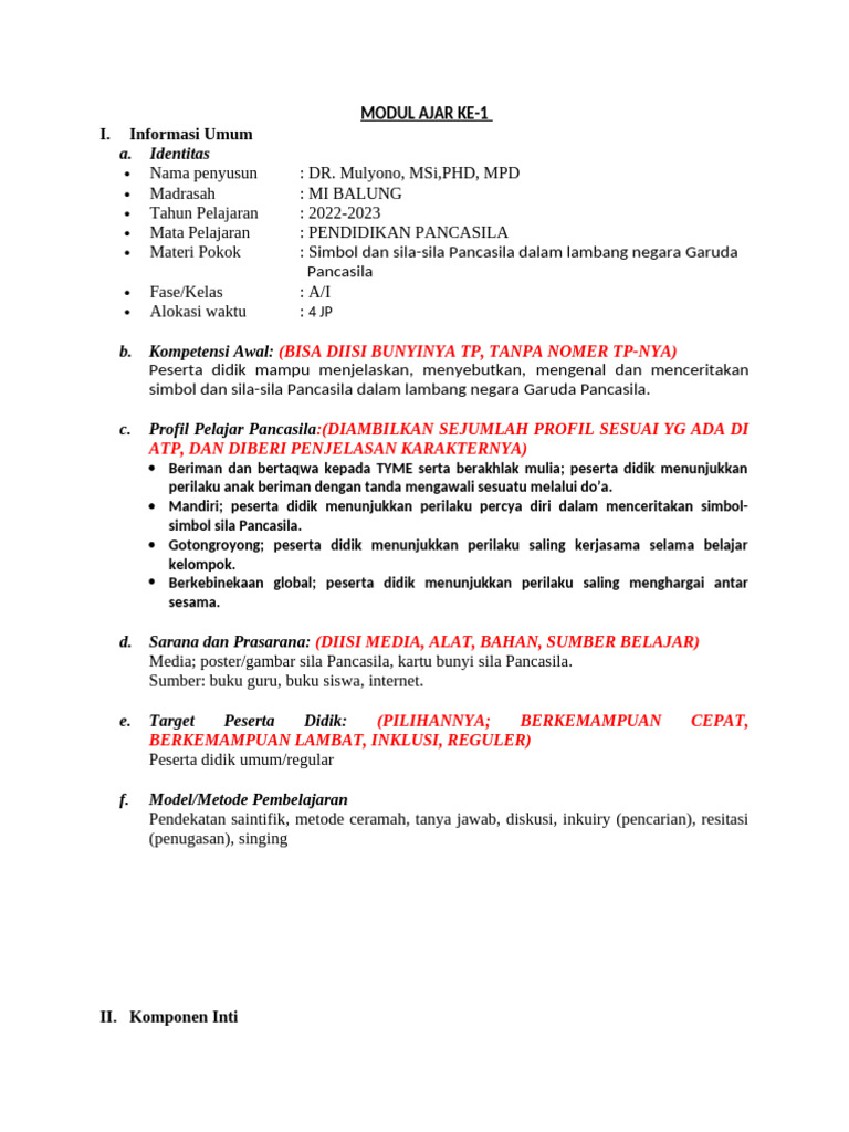 Ma PP KLS 1 Produk Ulama' Balung | PDF