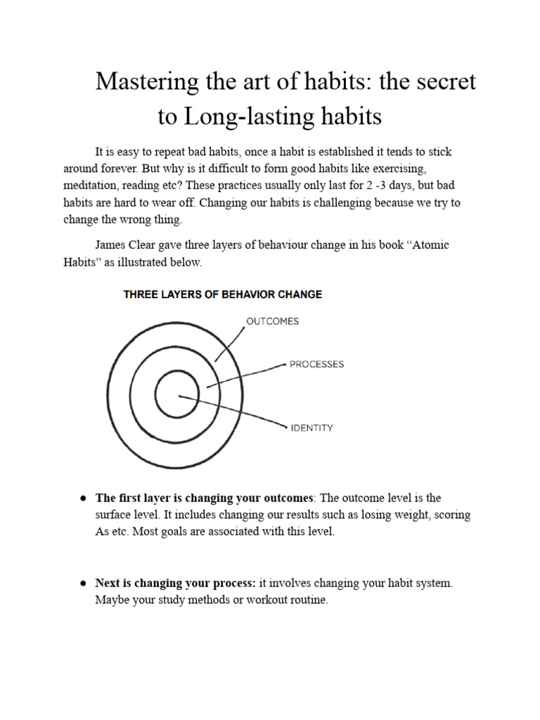 Mastering The Art of Habits - The Secret To Long-Lasting Habits | PDF