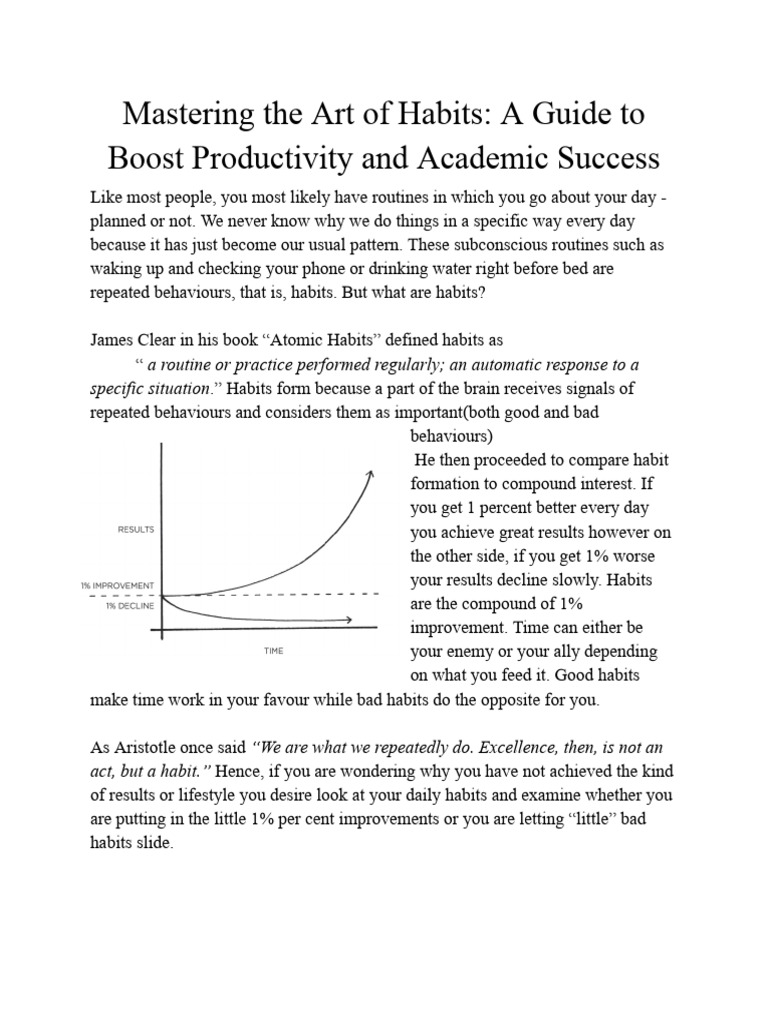Mastering The Art of Habits - A Guide To Boost Productivity and ...