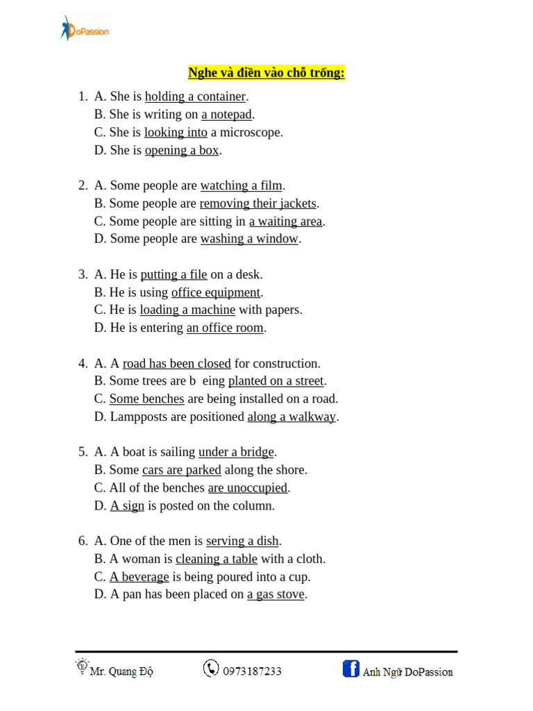 Nghe 1-3 - Keys | PDF