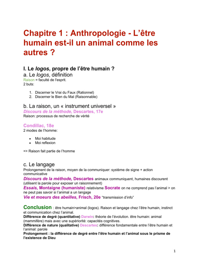 Chapitre 1 Et 2 Philo | PDF