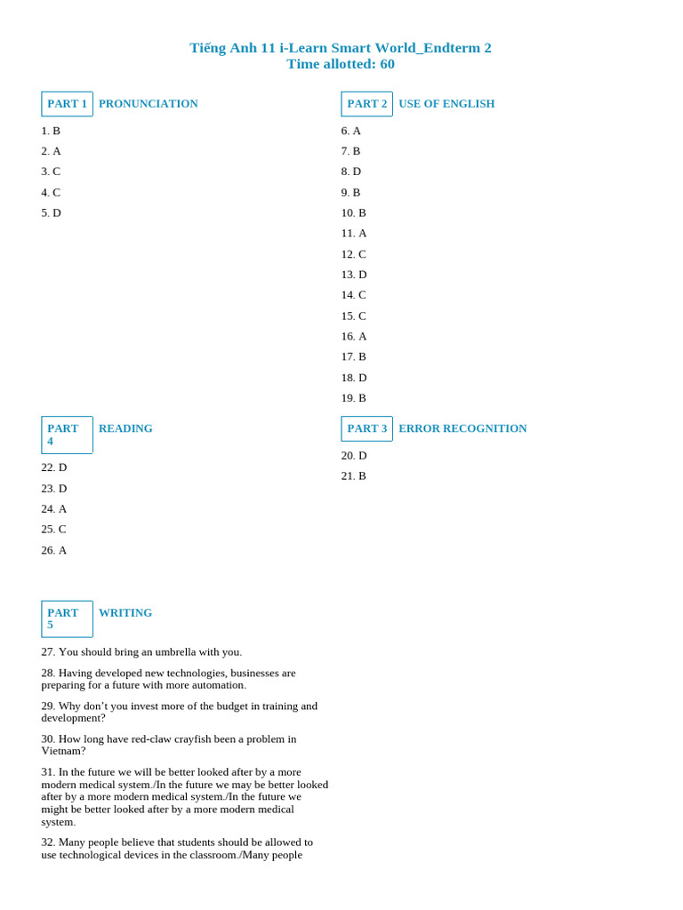 Review 1 - Key | PDF