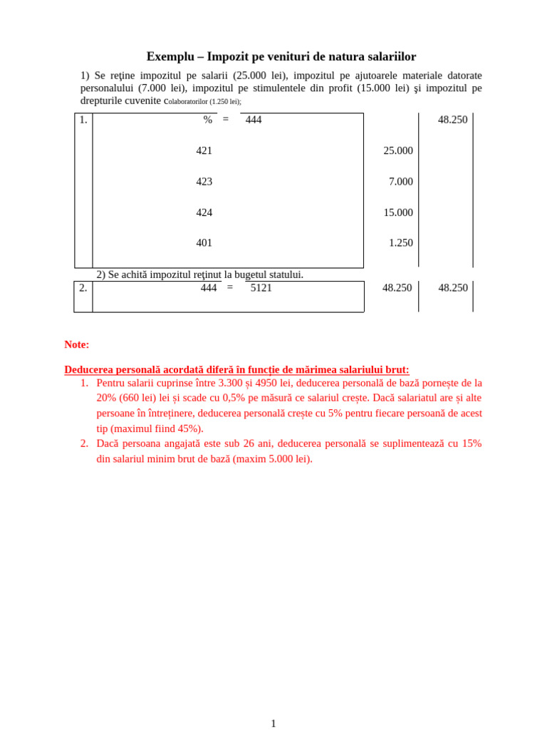 Exemplu Impozit Pe Salarii | PDF