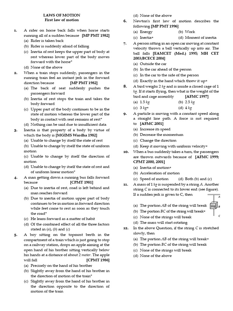 ASSIGNMENTS_ Laws of Motion (1) | PDF