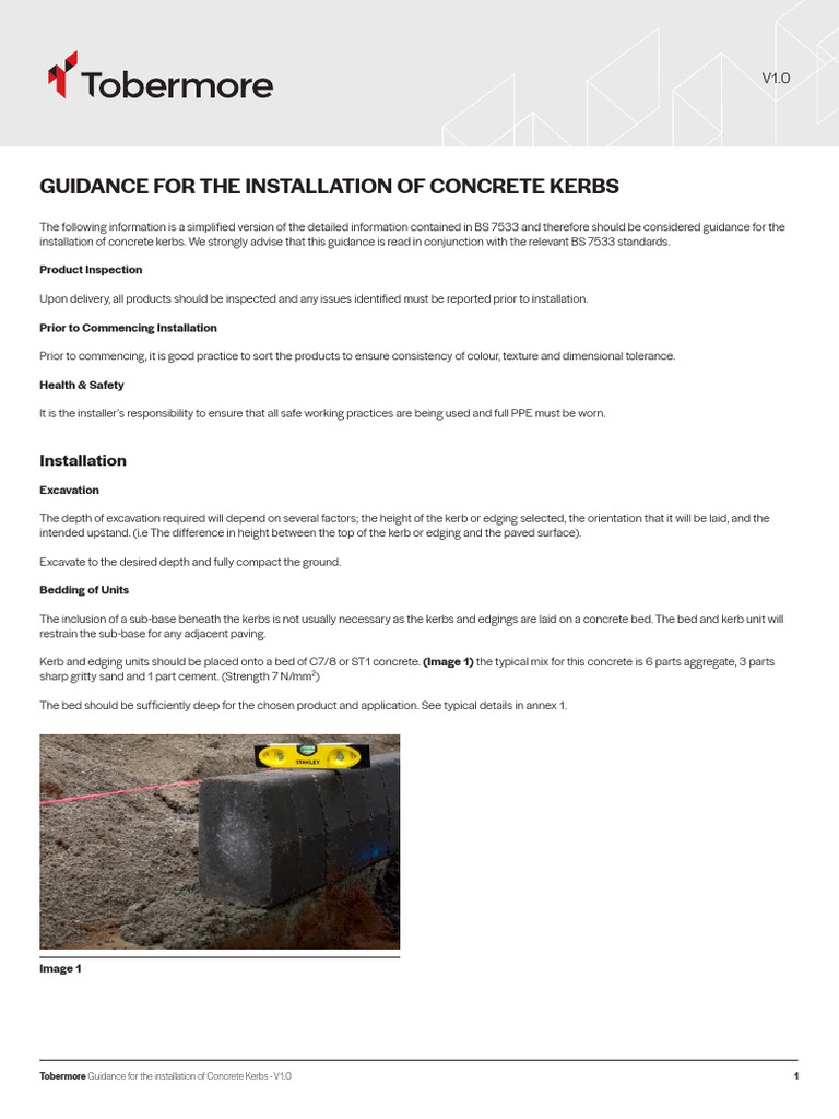 Tobermore Kerbing Installation Guidelines 30c18 | PDF