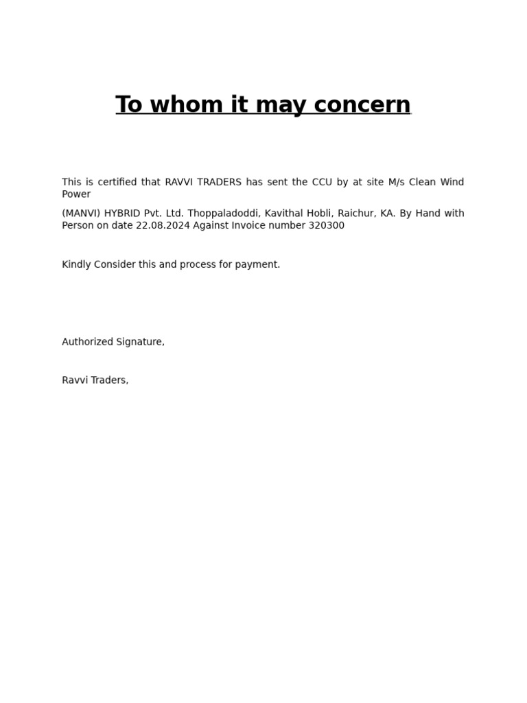 Ravvid Traders LR Declration Letter | PDF