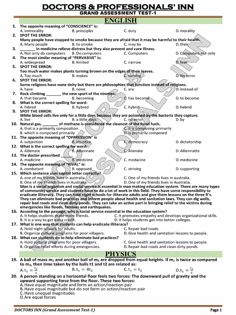 Grand Assessment Test-1 - 2024 | PDF