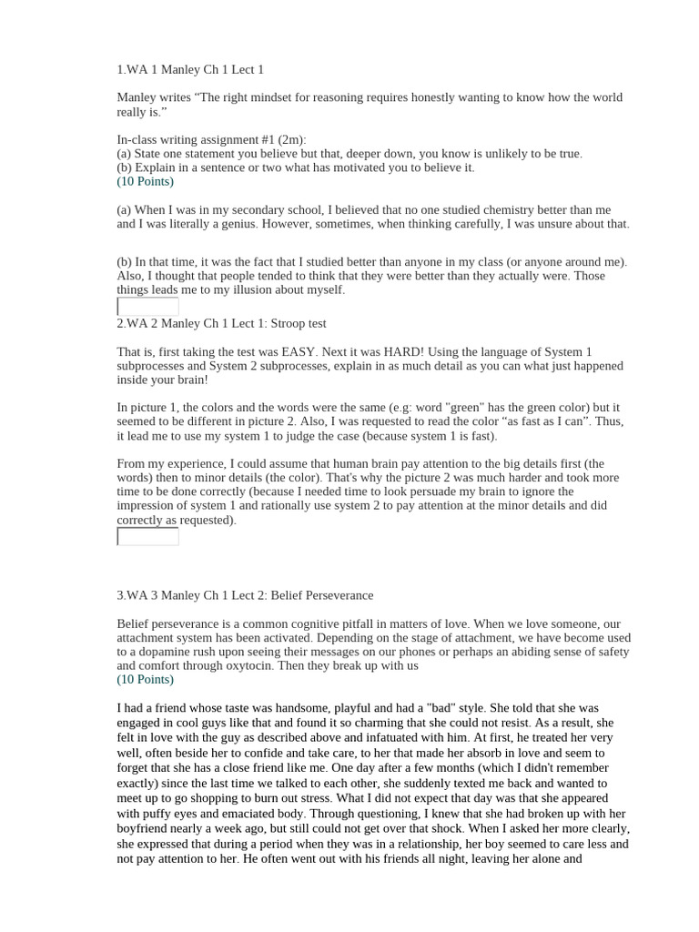 Advancritical Thinking Writing Assignment 1 | PDF