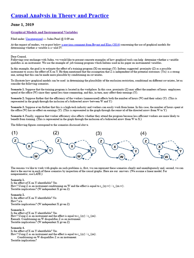 Graphical Models and Instrumental Variables (Blog) - Judea Pearl | PDF