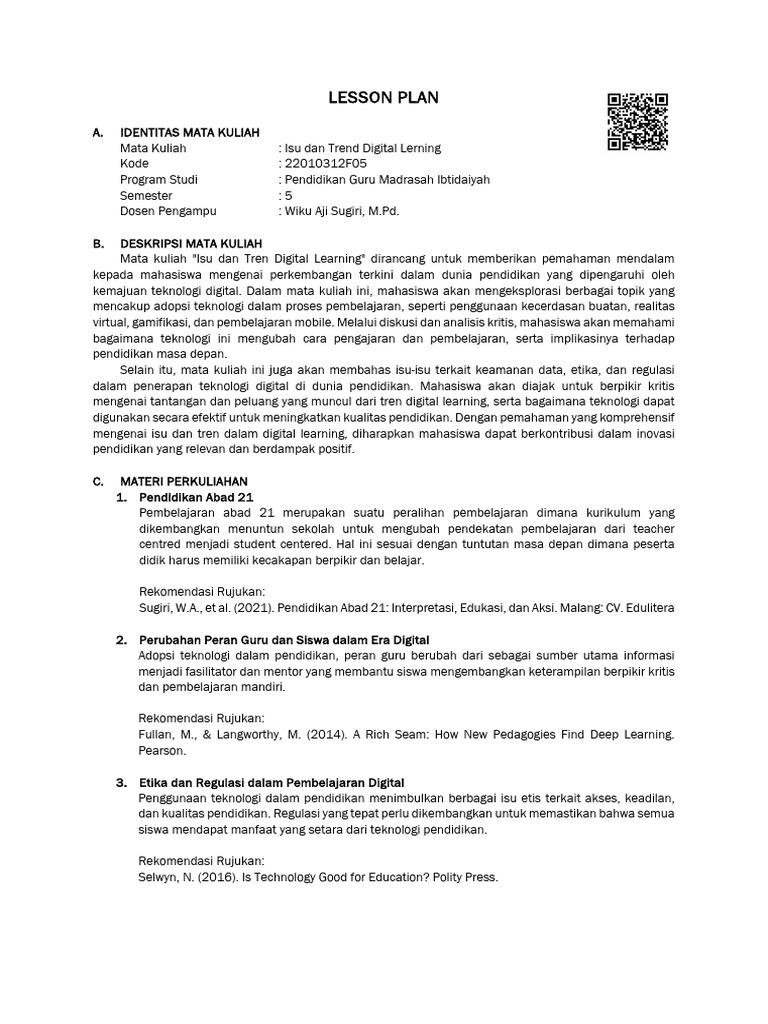 (Lesson Plan) Isu Dan Trend Digital Learning | PDF