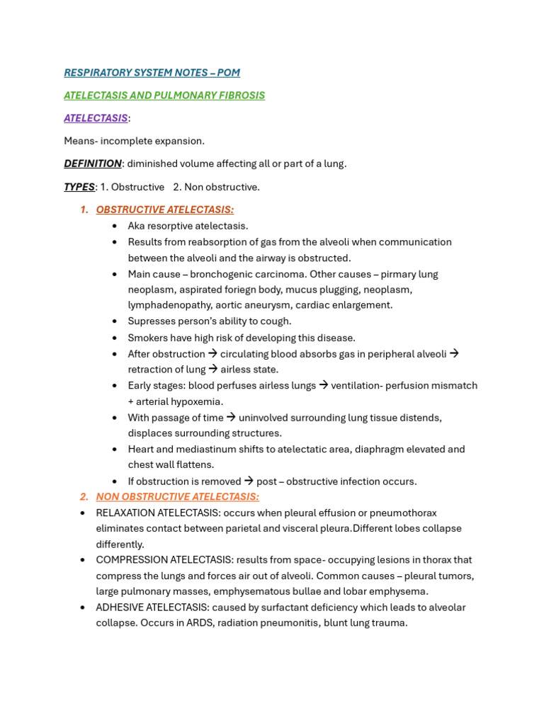 Atelectasis and Pulmonary Fibrosis | PDF