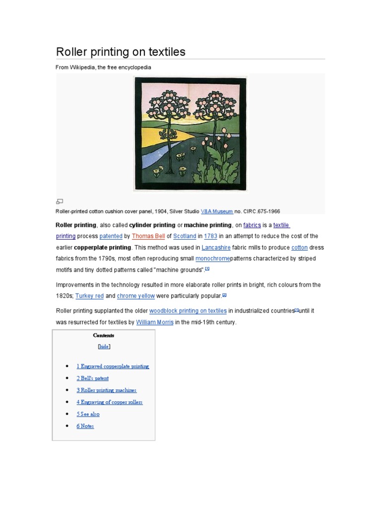 Overview of Roller Printing on Textiles | PDF | Graphic Design ...