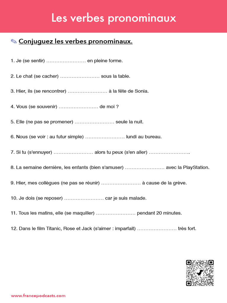 Les Verbes Pronominaux Exercice 2 | PDF
