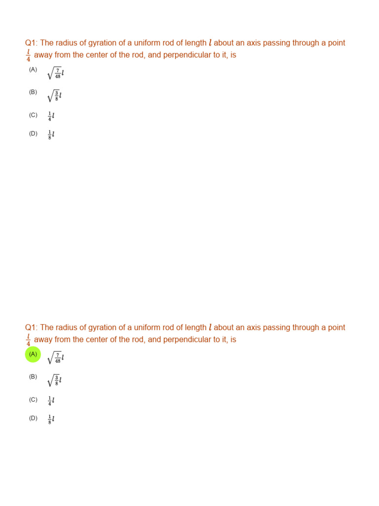 JEE Main 2020-22 PYQ Rotational Motion | PDF