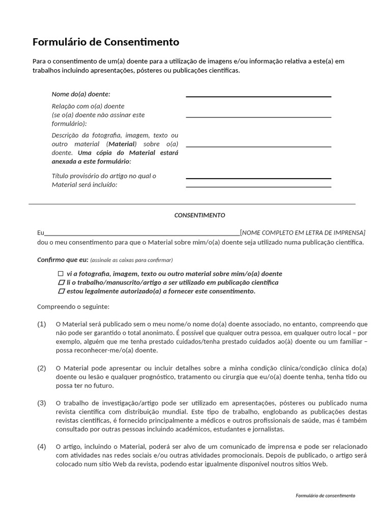 Formulário de Consentimento PT | PDF