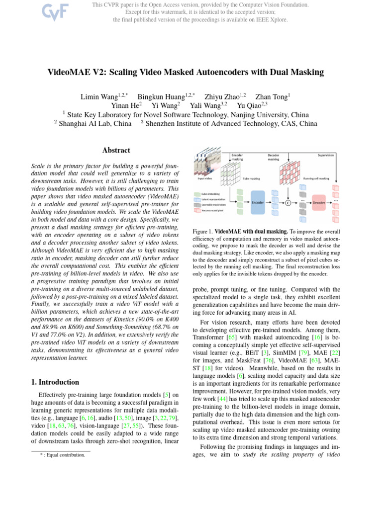 Wang VideoMAE V2 Scaling Video Masked Autoencoders With Dual Masking ... Wang VideoMAE V2 Scaling Video Masked Autoencoders With Dual Masking ...