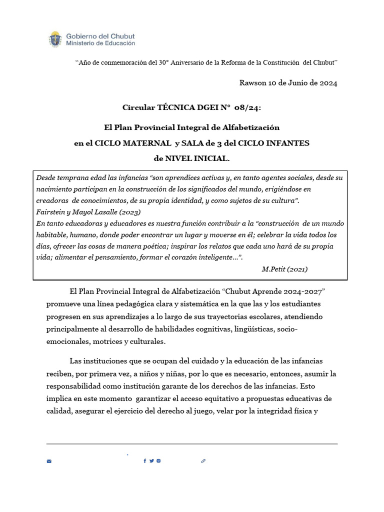 Plan de Alfabetizacion en Ciclo Maternal y Sala de 3 de Ciclo Infantes ...