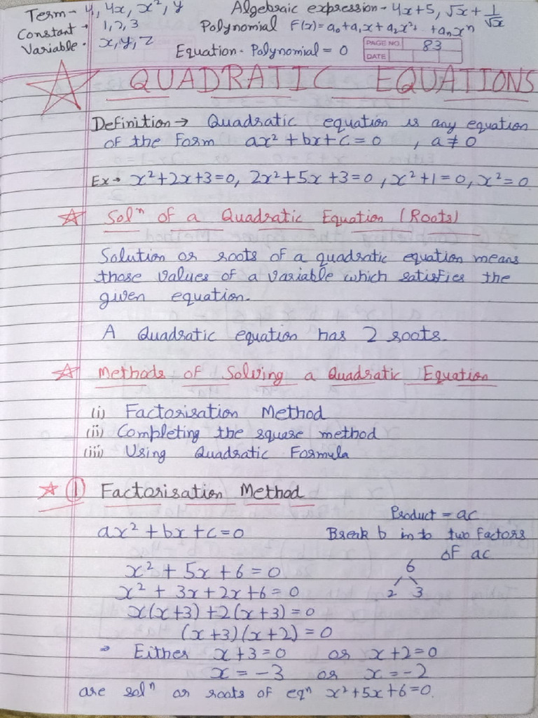 Quadratic Equations | PDF