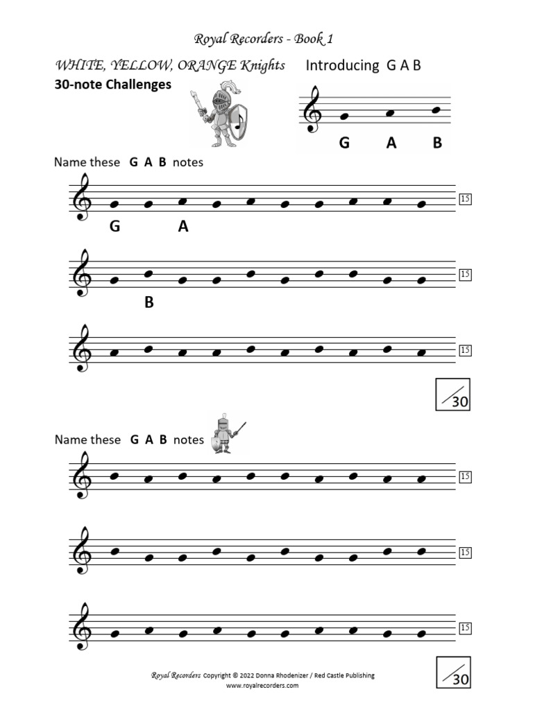 Royal Recorders ALL Note Naming Worksheets Levels 1 13 | PDF