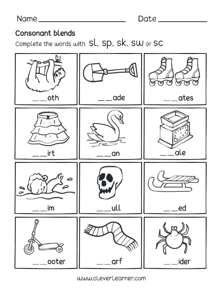 Preschool Consonant Blends With S 2f | PDF