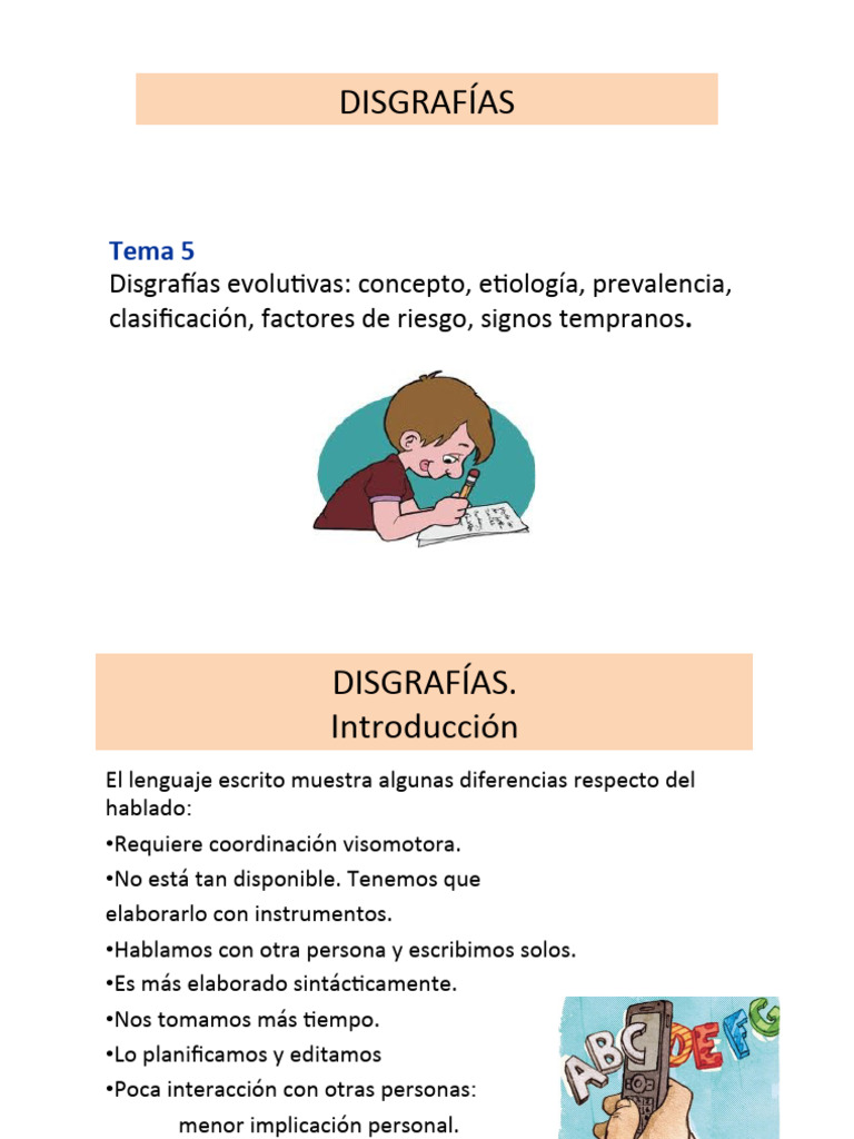 TEMA 5. Disgrafías evolutivas | PDF TEMA 5. Disgrafías evolutivas | PDF