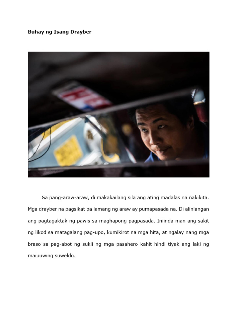 Buhay NG Isang Drayber | PDF