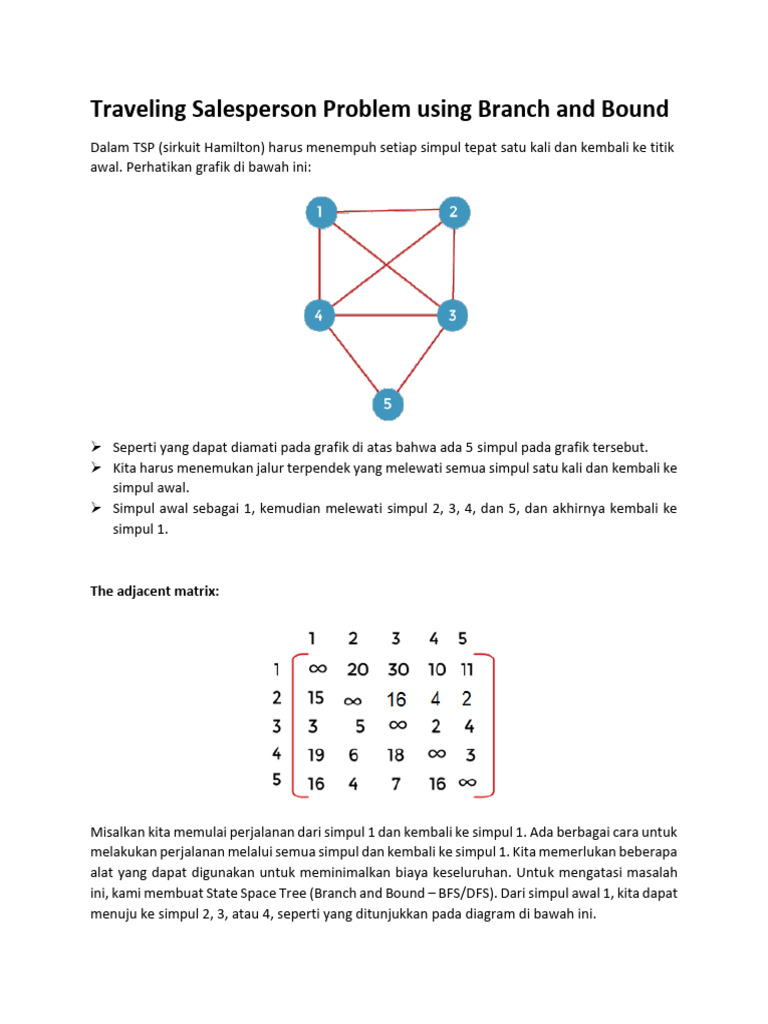 Traveling Salesperson Problem Using Branch and Bound | PDF