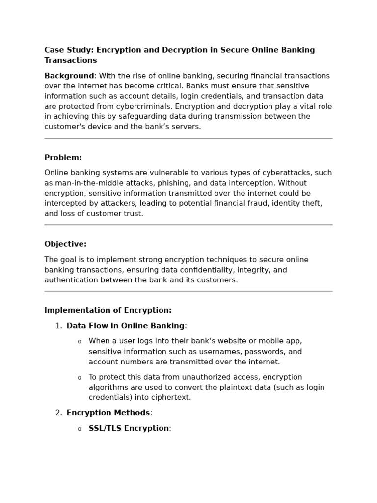 Case Study Encryption and Decryption in Secure Online Banking ...