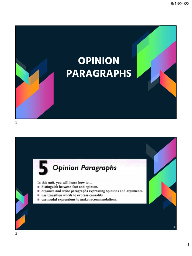 Opinion Paragraphs | PDF
