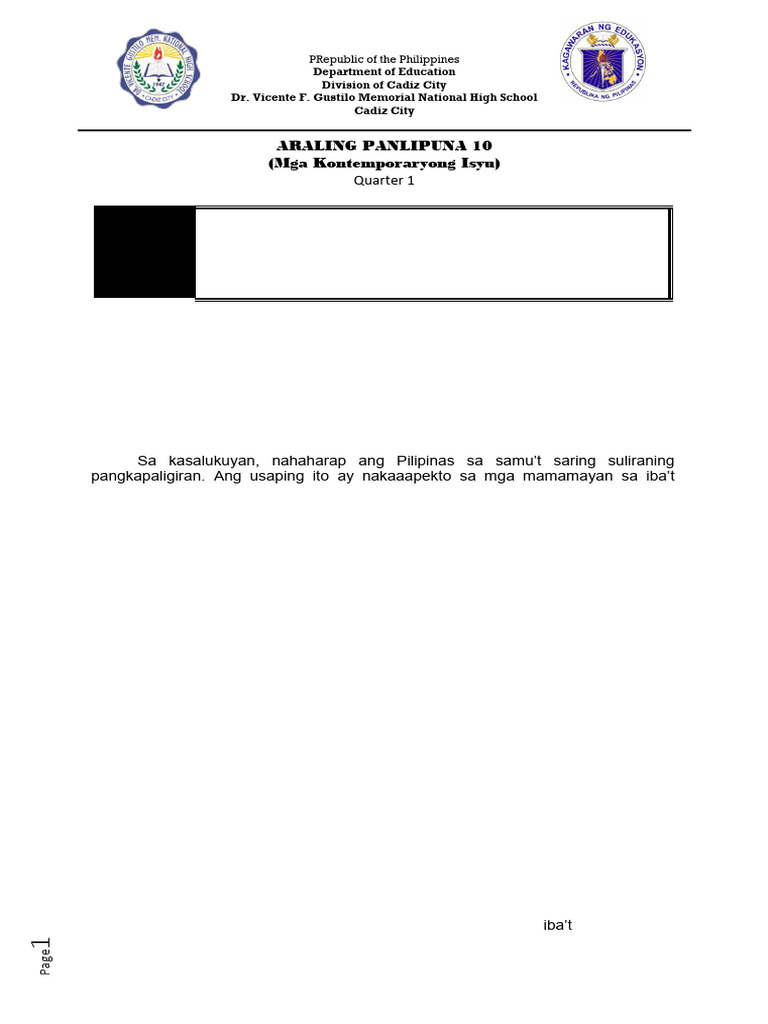 q1 Syllabus Handouts 3 Activity | PDF