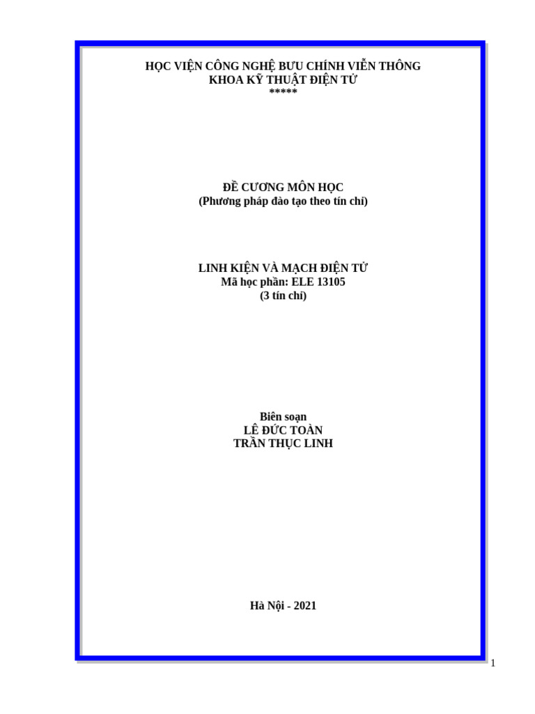 ĐC Linh Kiện và Điện tử Trần Thục Linh Lê Đức Toàn | PDF