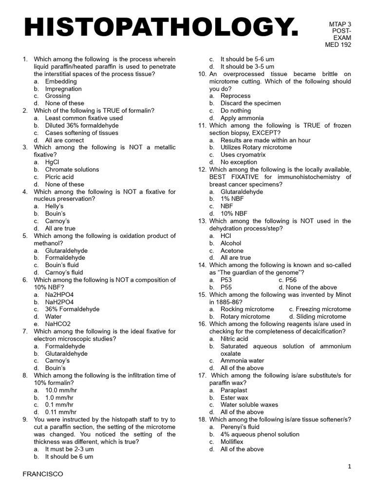 Histopath Post Exam | PDF