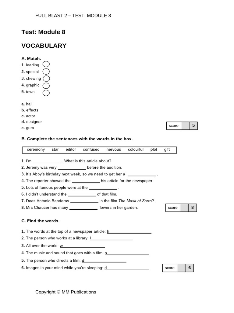 Full Blast 2_Tests_Mod 8 | PDF