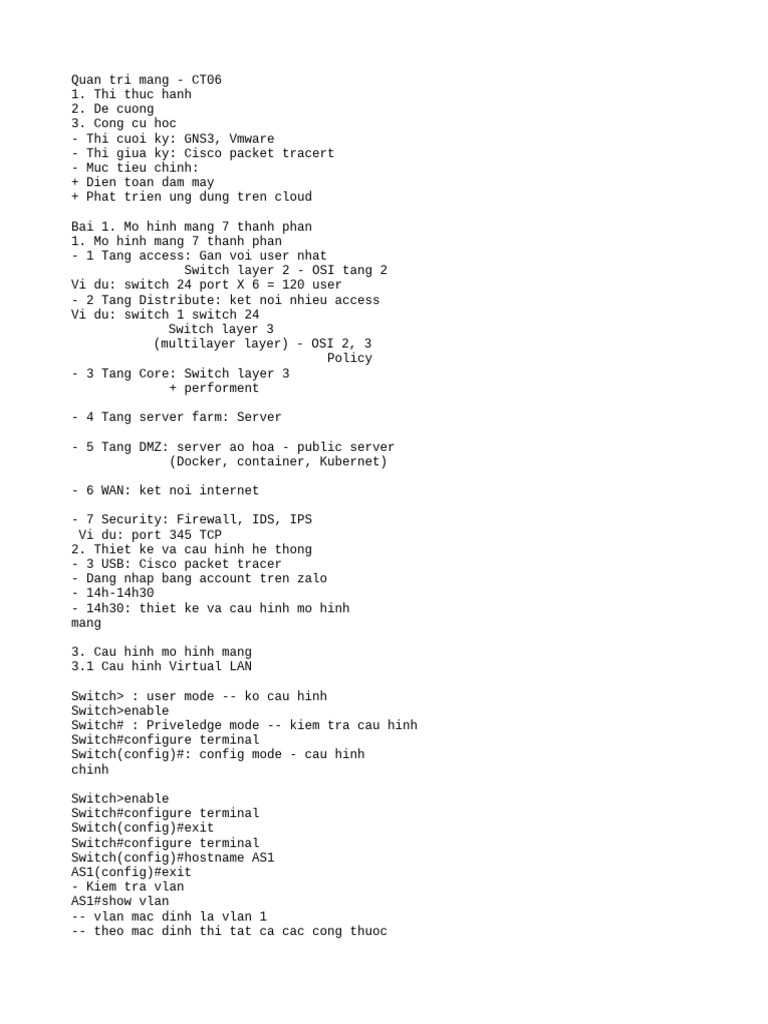 Quan Tri Mang CT06 Buoi 1 | PDF
