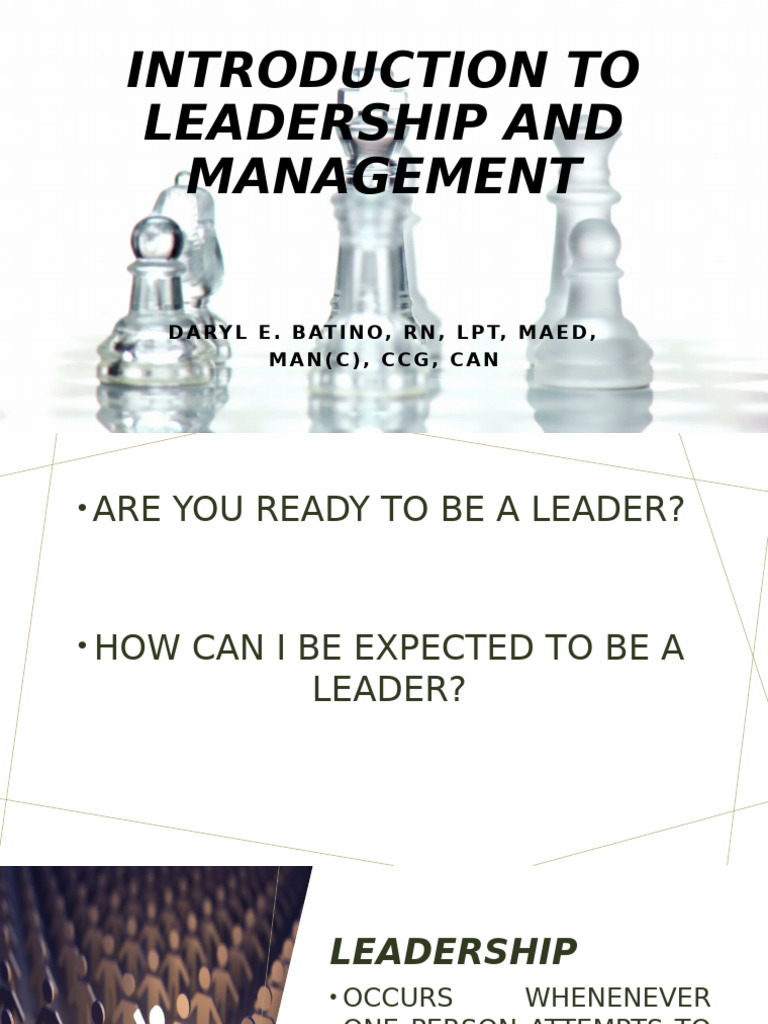 INTRODUCTION To Leadership and Management | PDF