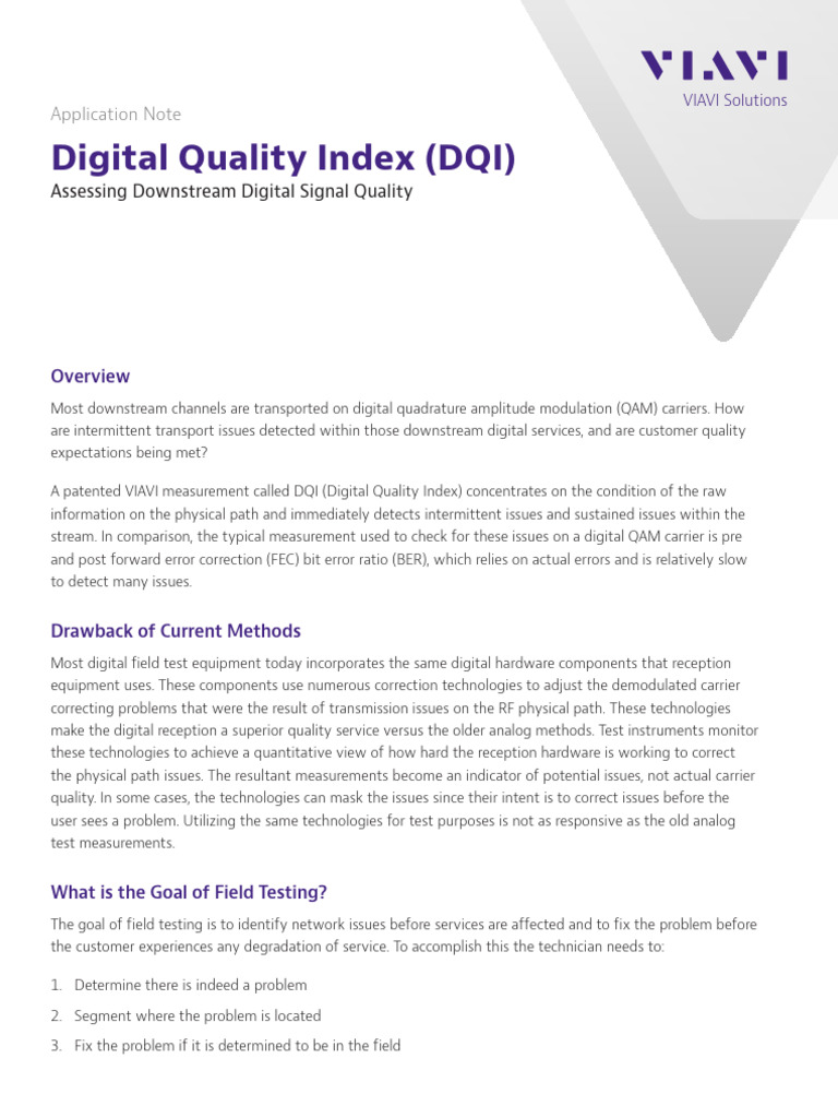 Digital Quality Index Dqi Application Notes en | PDF | Modulation ...