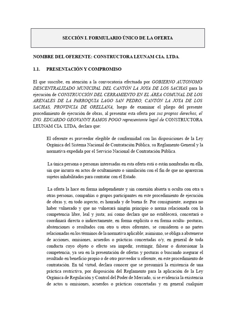 FORMULARIOS DE LA OFERTA MENOR CUANTIA DE OBRAS Version SERCOP 2 1-Signed-Signed | PDF
