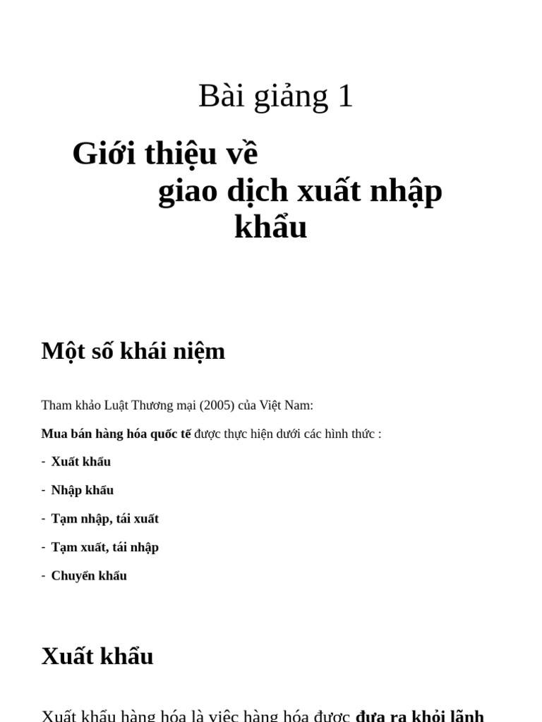 Bài Giảng 1 - Giới Thiệu Về Giao Dịch Xnk | PDF