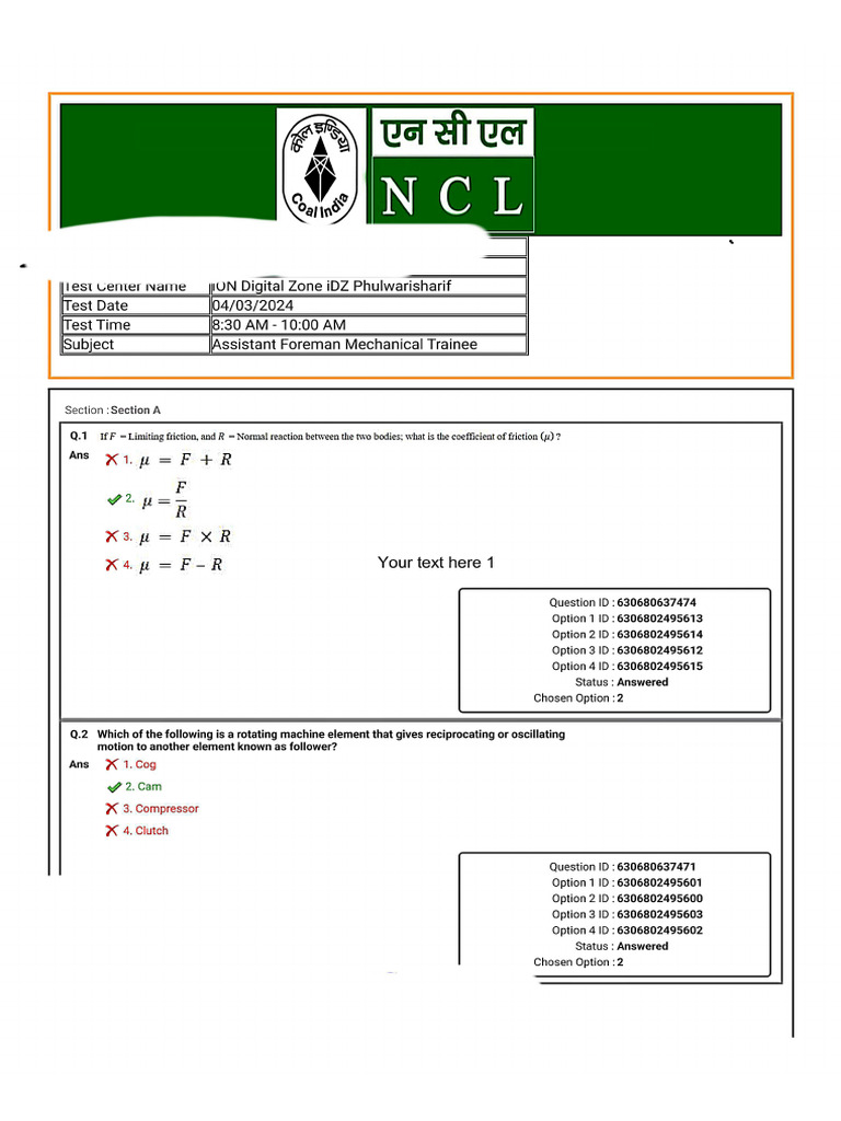 NCL ME Ans Key | PDF