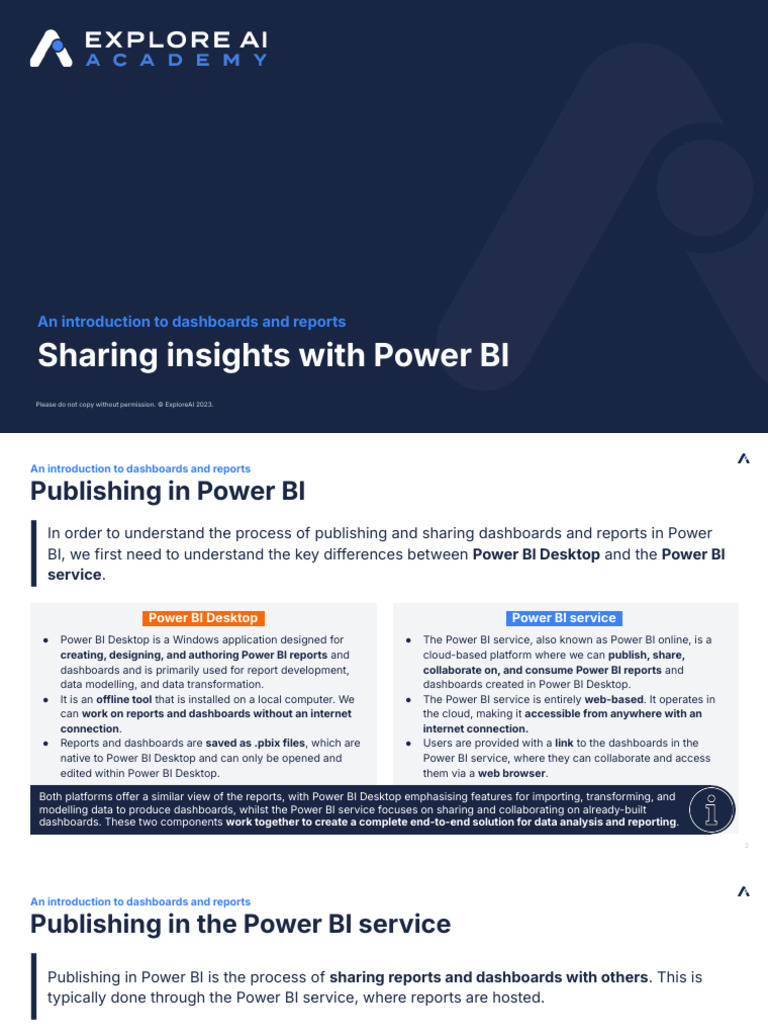 Sharing Insights With Power BI (Slides) | PDF