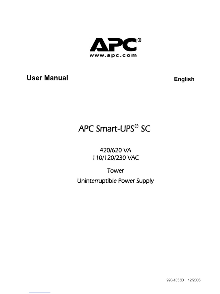 Manual APC Smart UPS SC620 | PDF