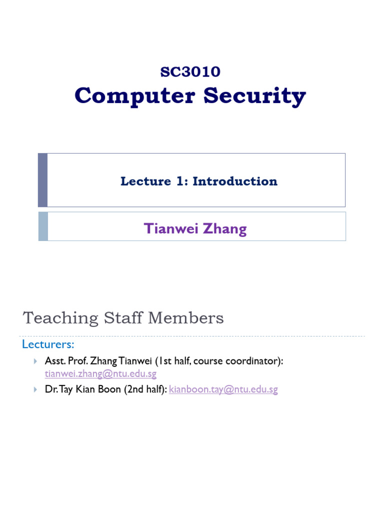 Lecture 1 | PDF | Computers | Security