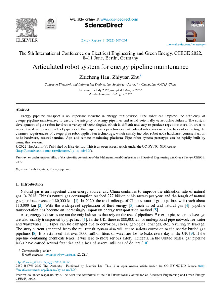 4 - Articulated Robot System For Energy Pipeline Maintenance | PDF