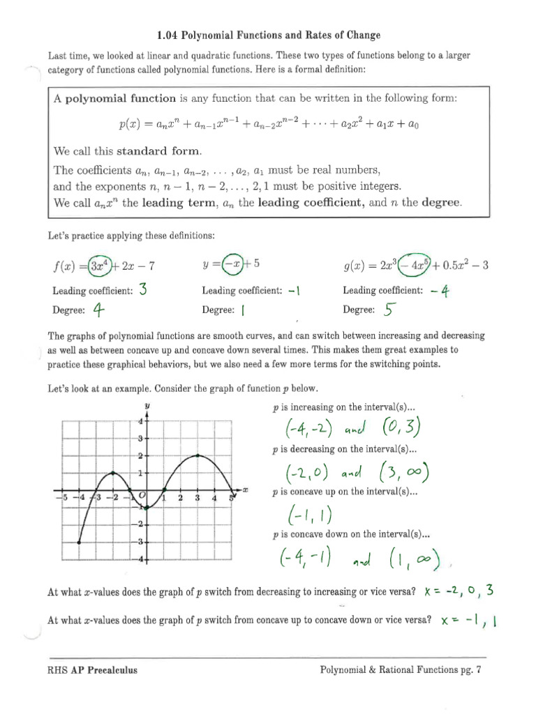 1.04 Polynomial Functions and Rates of Change | PDF